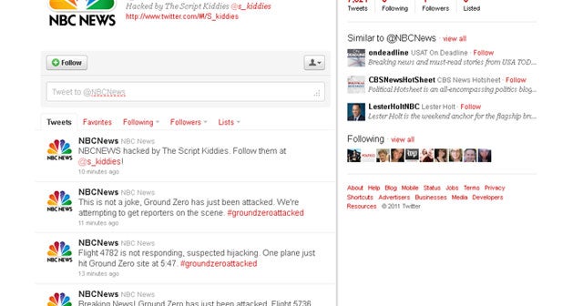 NBC News Twitter feed hijacked by "Script kiddies" - CBS News