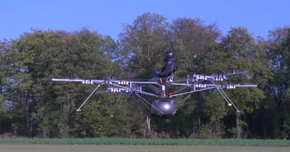 World's first manned flight with an electric multicopter - CBS News