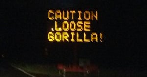 "Caution Loose Gorilla": Electronic road sign hacked in Northern ...