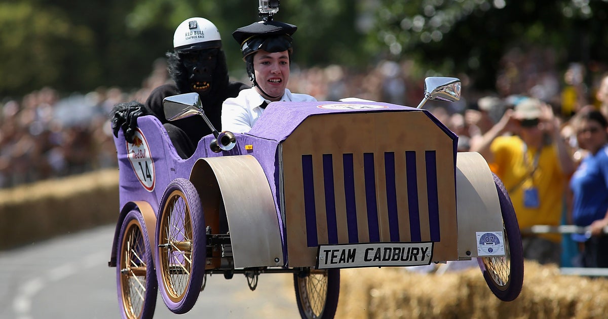 Sausage, bus and frog-shaped cars race in London