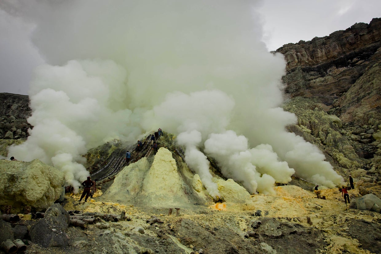 Volcanic sacrifice at sulfur mine