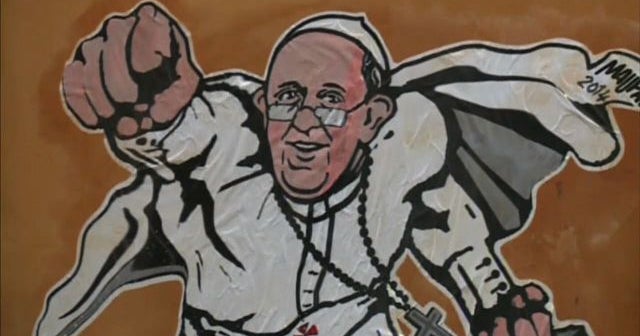 "Super Pope" mural depicts Pope Francis as super hero - CBS News