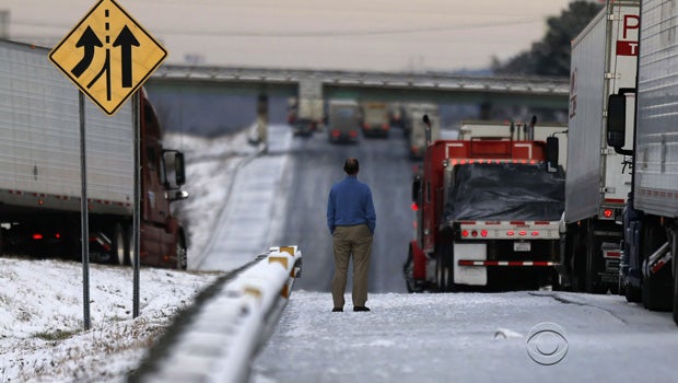 Road to nowhere: Minor snowstorm brings Atlanta to standstill - CBS News