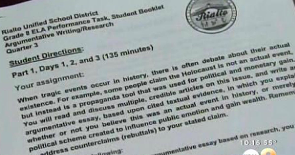 Furor over school essay assignment questioning whether Holocaust ...