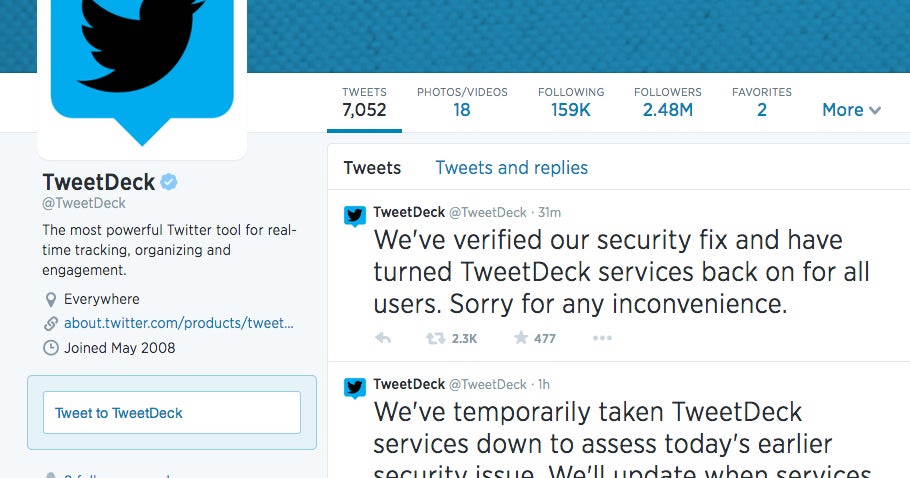 Twitter takes TweetDeck down after hacking attack - CBS News