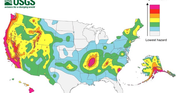 Earthquake map highlights rising U.S. risks - CBS News