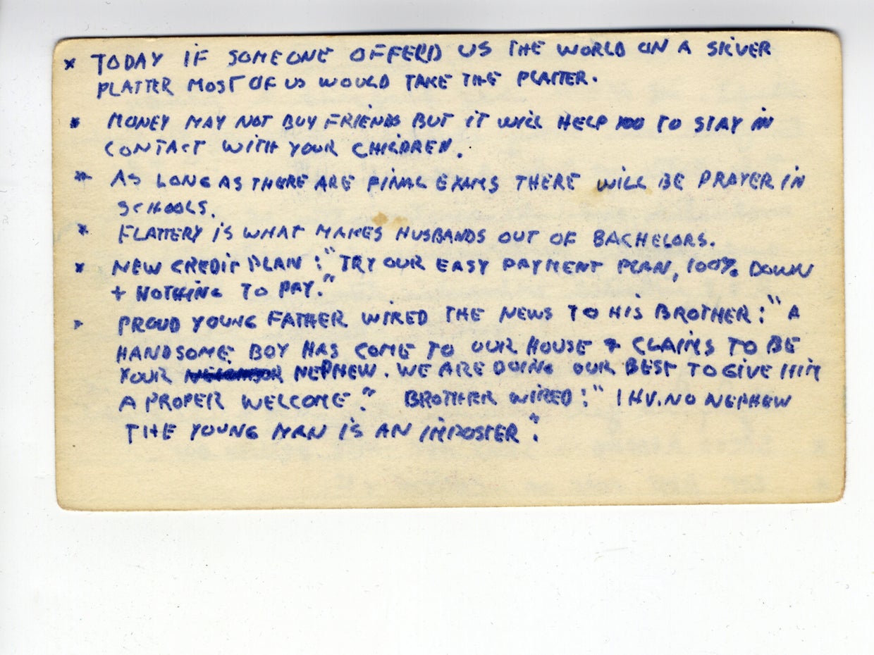Ronald Reagan's index cards of one-liners