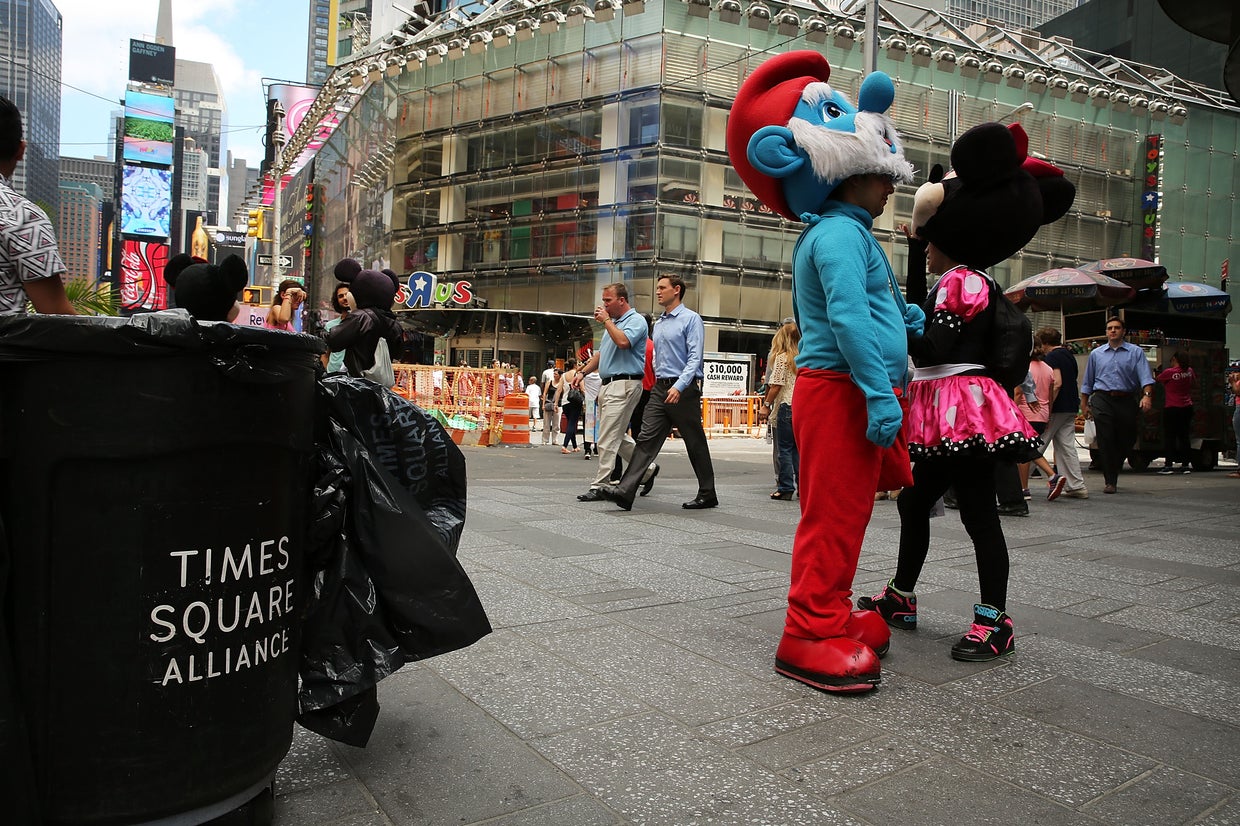 Costumed characters in New York City's Times Square raise questions