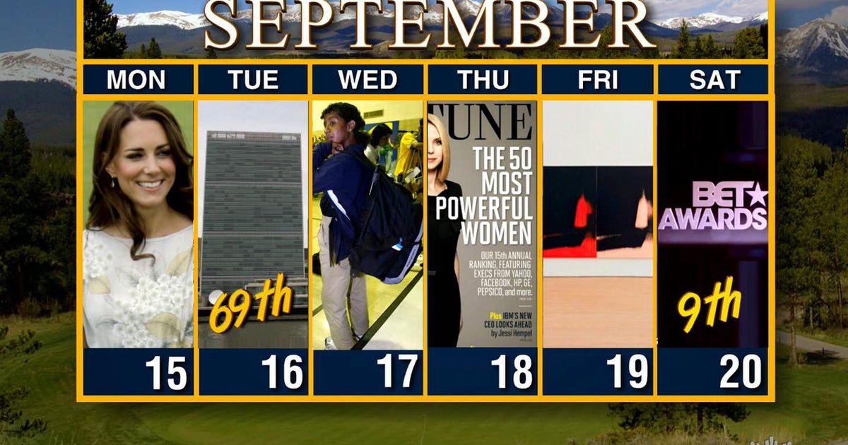 Calendar: Week of September 15 - CBS News