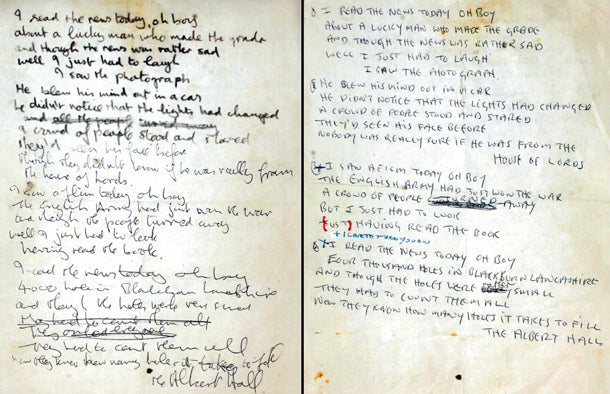 The Beatles' original lyrics