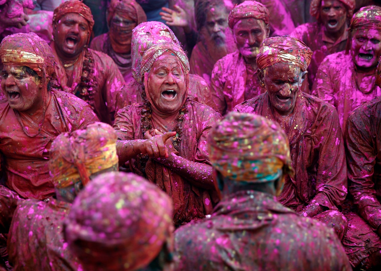 Colorful Hindu religious festival of Holi celebrated as the harvest ...