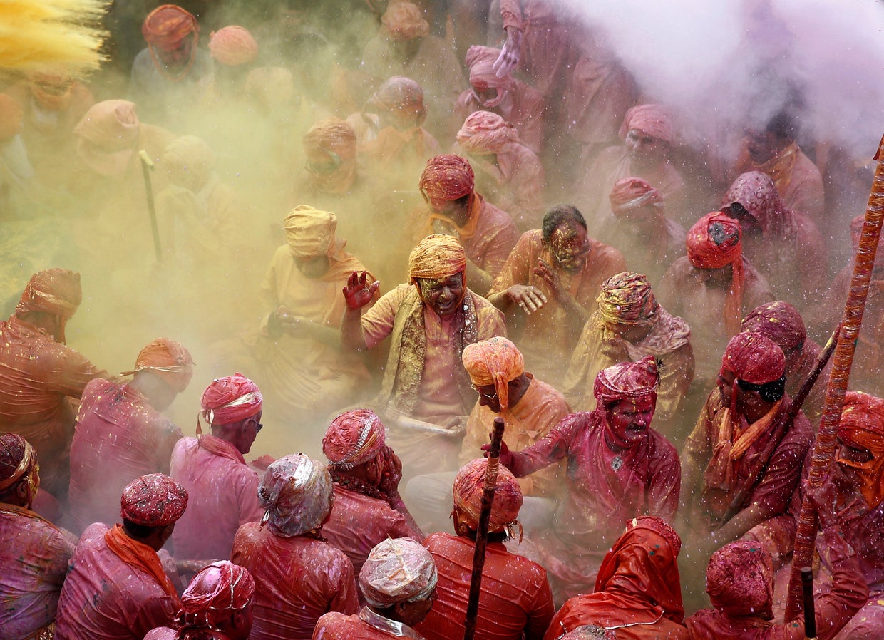 Colorful Hindu religious festival of Holi celebrated as the harvest ...