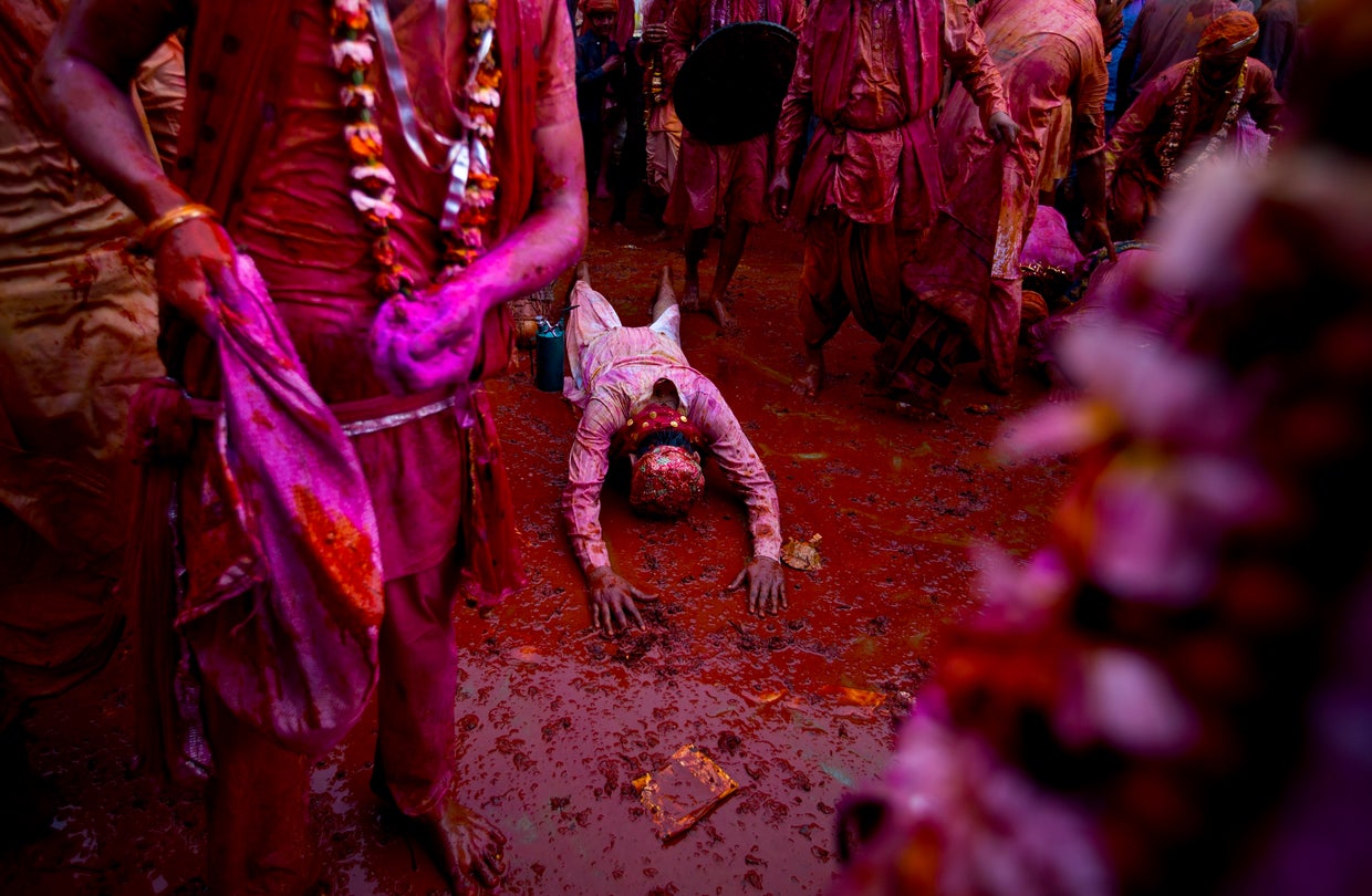 Colorful Hindu religious festival of Holi celebrated as the harvest ...