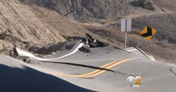 California road buckles, rises from the ground -- but why? - CBS News