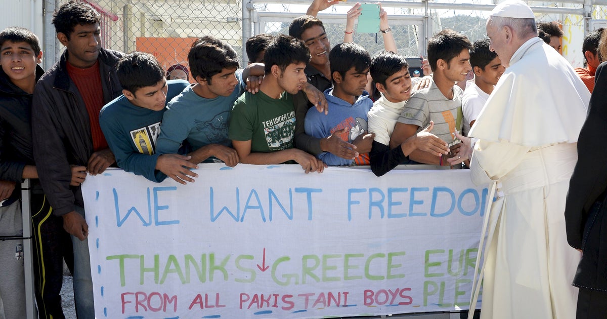 Pope brings refugees home from Greek visit - CBS News
