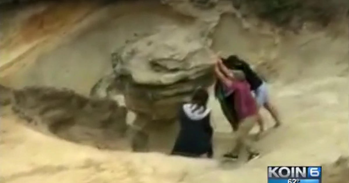 Caught on tape: Young men knocking over unique rock formation in Oregon ...