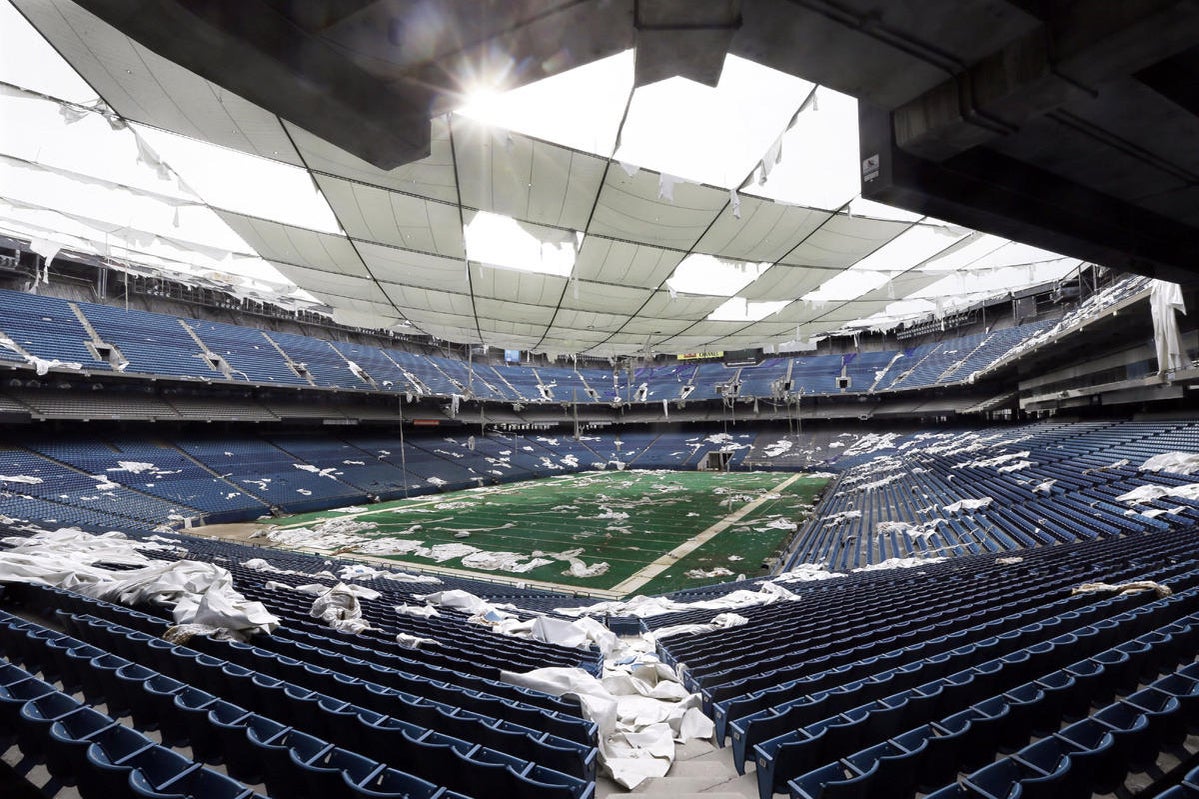 Abandoned stadiums and crumbling arenas
