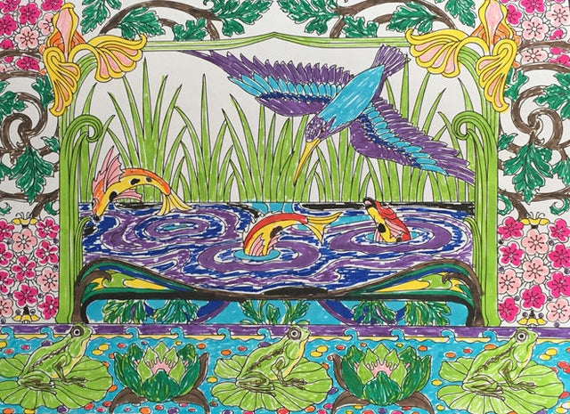 art nouveau animal designs coloring book