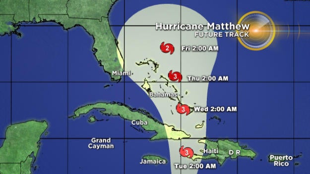 Hurricane Matthew, a massive Category 4 storm, turns northwest in ...