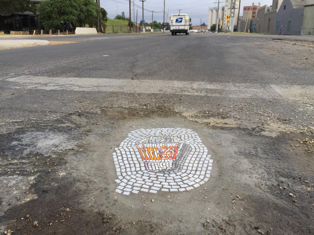 Street art: Jim Bachor's pothole mosaics