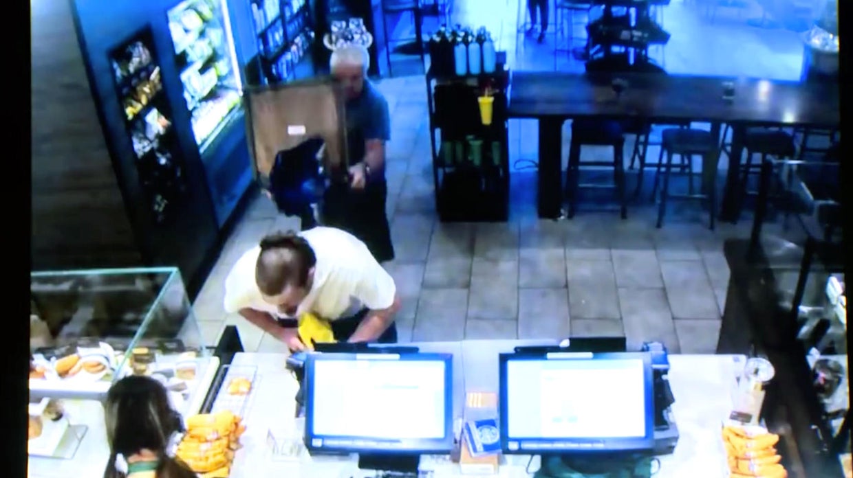 Dramatic video shows Starbucks customer fighting off armed robber - CBS ...