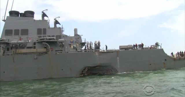 Navy orders probe after destroyer collides with merchant vessel - CBS News