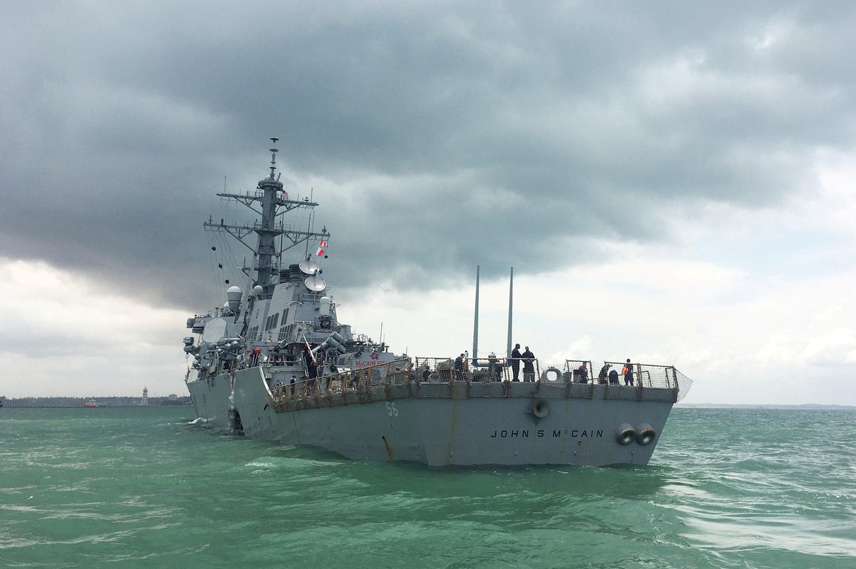 USS John S. McCain collision: Pictures show damage to U.S. Navy ...