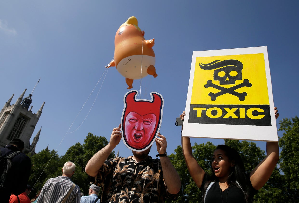 Protests mock Trump during U.K. visit