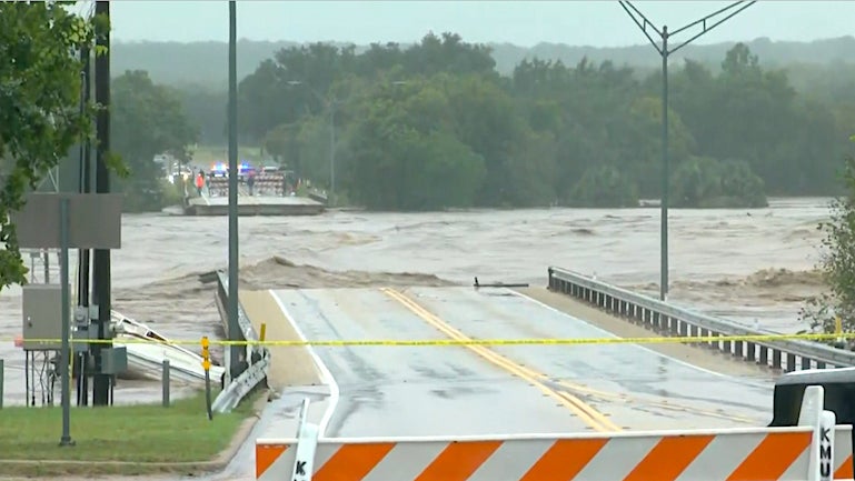 Water Levels Plummet On Texas River That Washed Out Bridge - CBS Texas