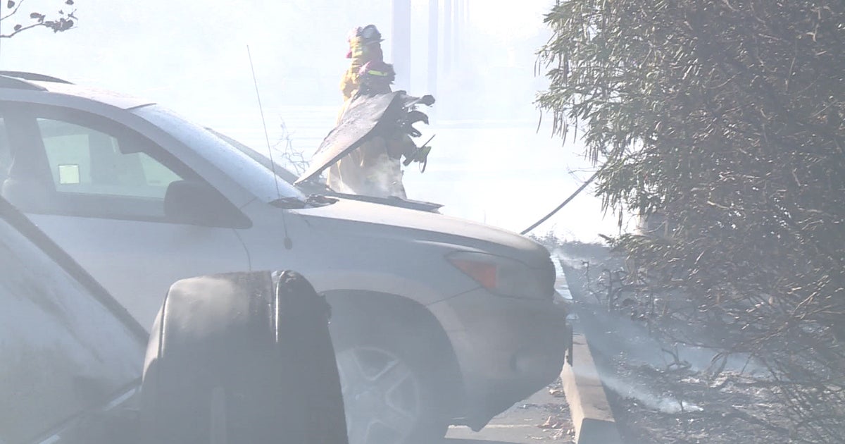 Grass Fire Spreads To Vehicle At UC Davis