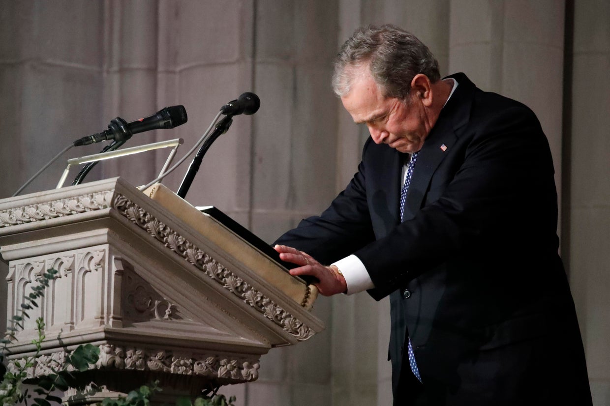 George W. Bush's emotional eulogy for his father marks a first in U.S ...