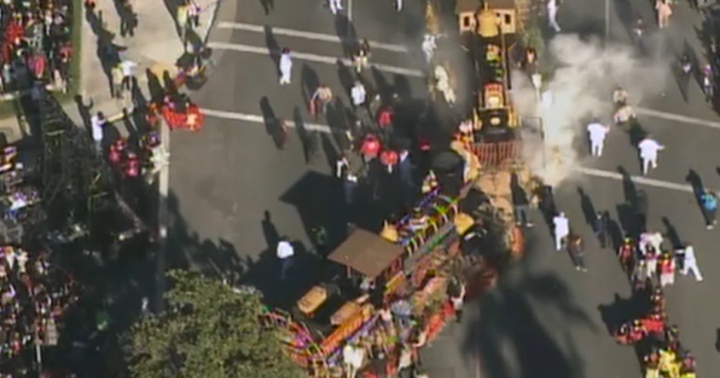 A Rose Parade Float Broke Down and Caught Fire Causing Brief Disruption ...