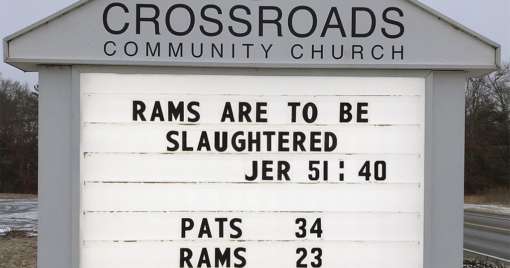 'Rams Are To Be Slaughtered': New Carver Church Sign Predicts Patriots ...