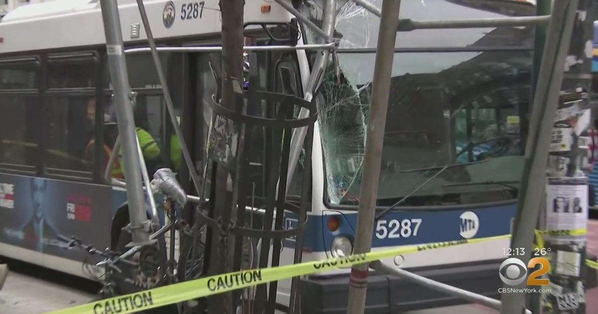 MTA Bus Hits Scaffolding In Chelsea After Bird Flies On Board - CBS New ...