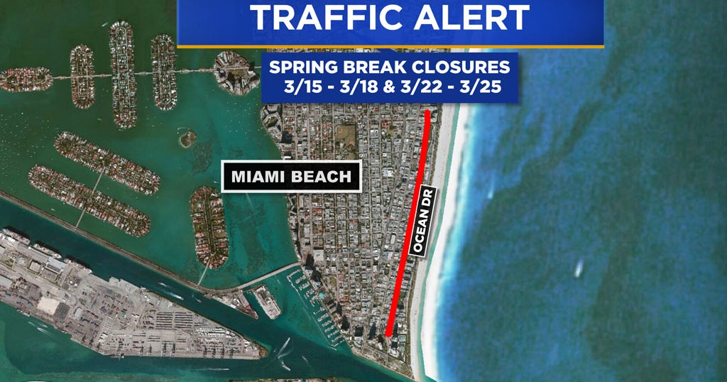 Ocean Drive, Causeway Closures On Miami Beach For Spring Break - CBS Miami