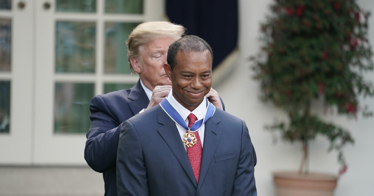 Tiger Woods at the White House: Trump awards Presidential Medal of Freedom to Tiger Woods today ...
