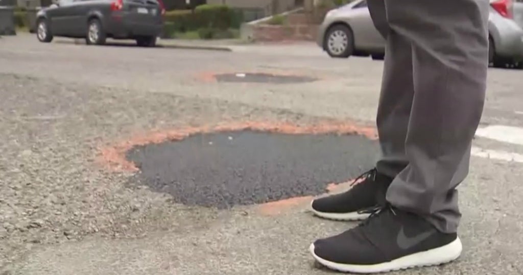 Anonymous 'Pothole Vigilantes' Fix Damaged Streets In Oakland - CBS San ...