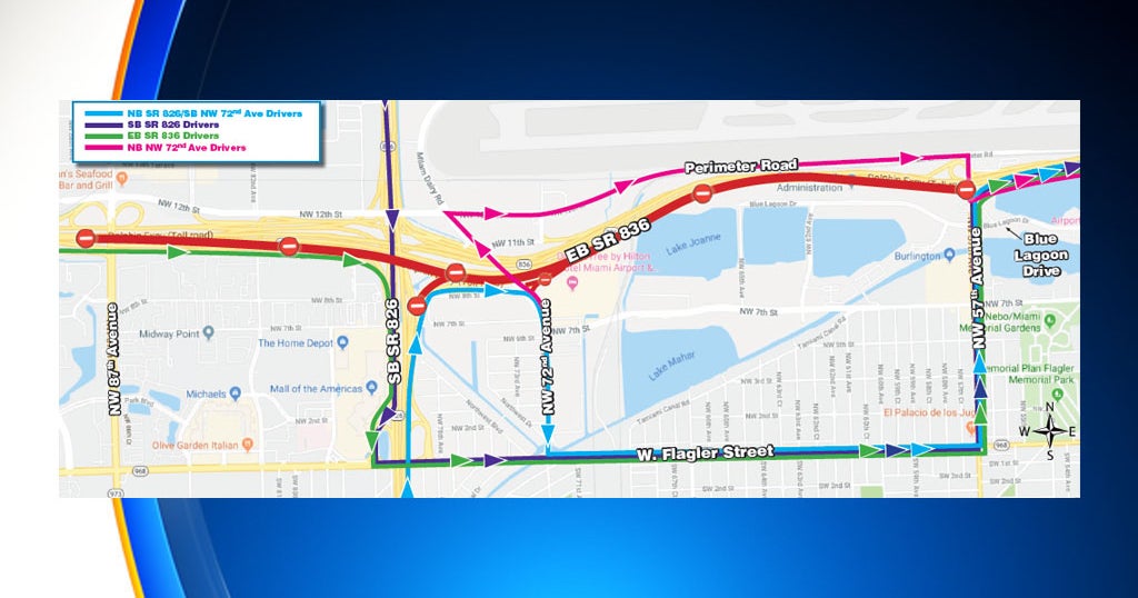 Dolphin Expressway Closure Monday, Tuesday Nights For Sign Work - CBS Miami