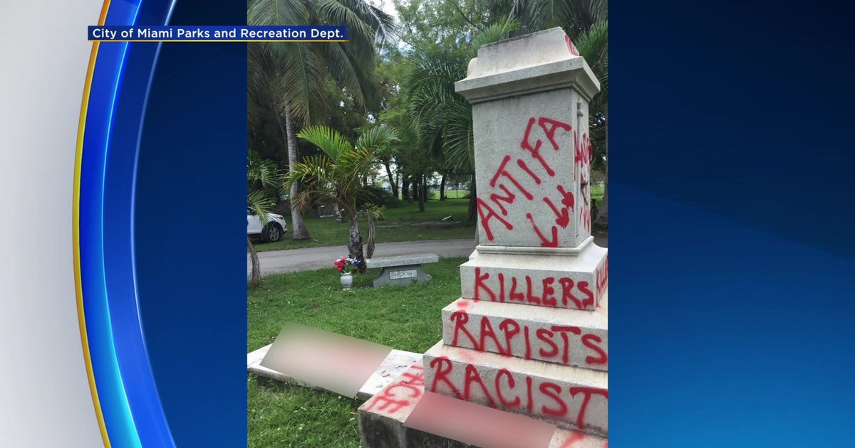 Confederate Monument At Miami's Oldest Cemetery Hit By Graffiti - CBS Miami