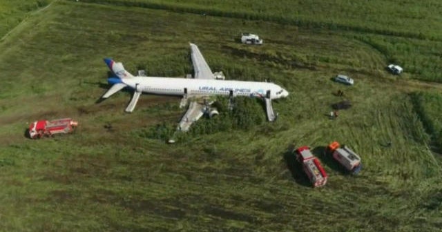 Russian plane makes emergency landing in corn field after hitting a ...