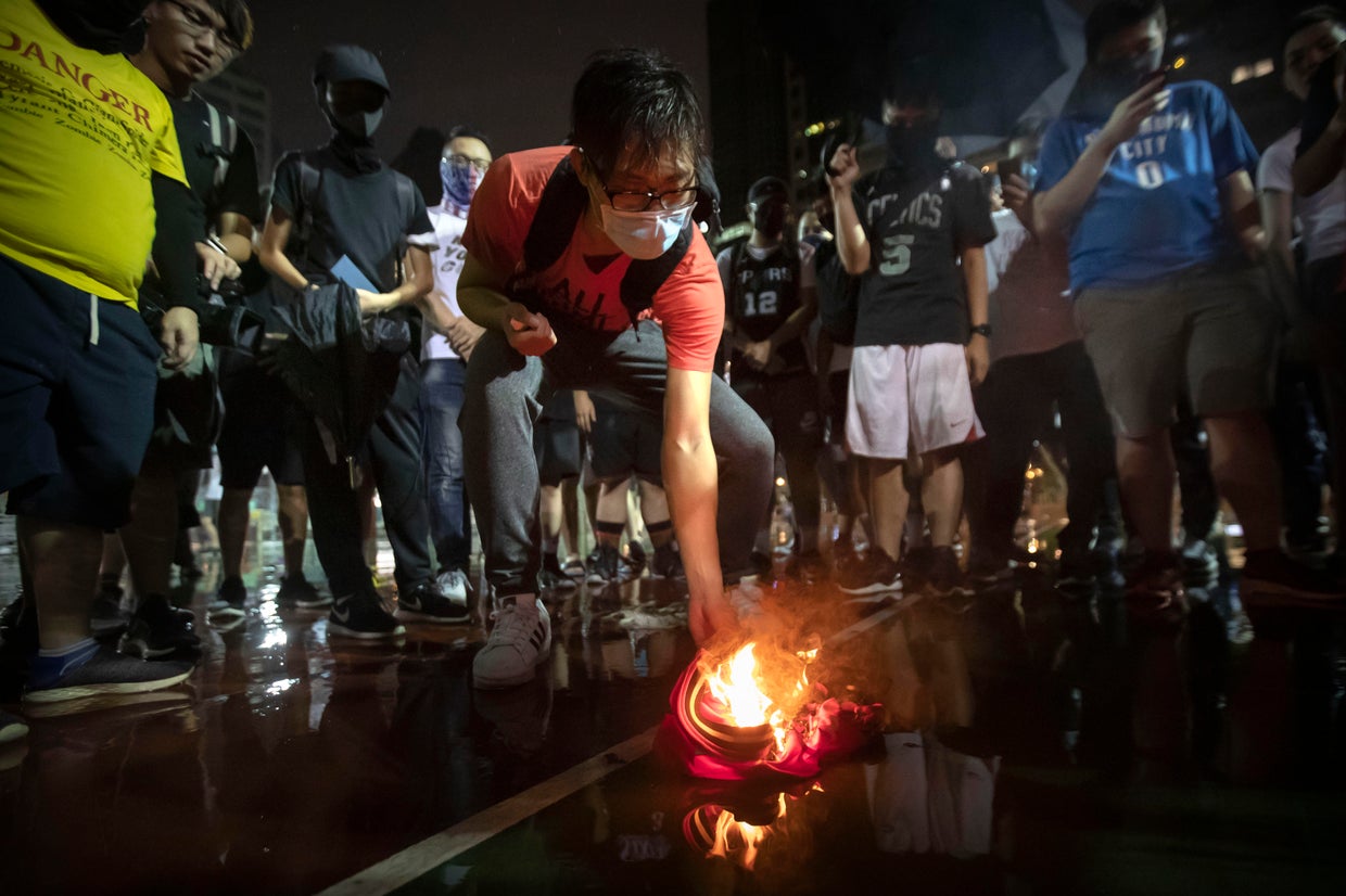 LeBron James jerseys burned by Hong Kong protesters today after NBA ...