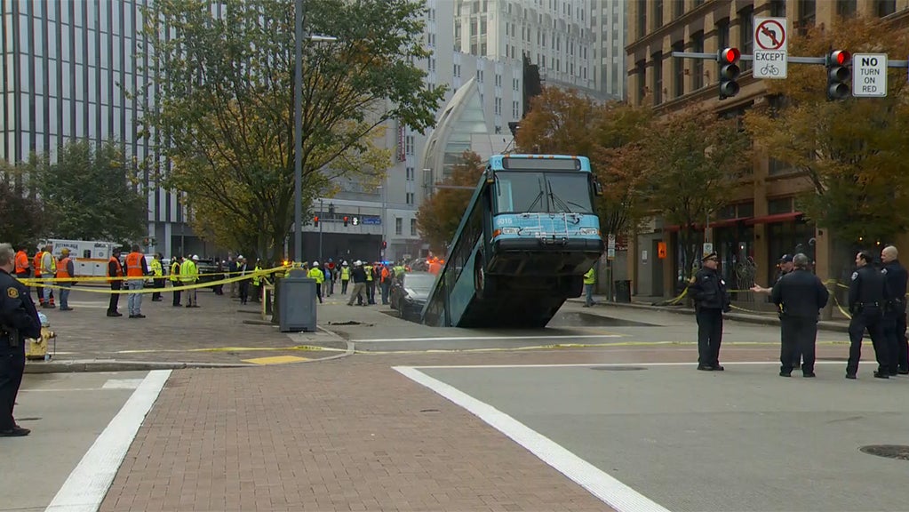 Sinkhole Opens Up Downtown, Swallows Port Authority Bus