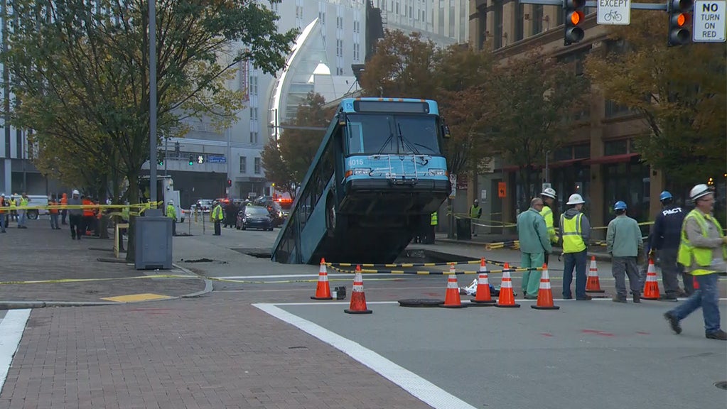Sinkhole Opens Up Downtown, Swallows Port Authority Bus
