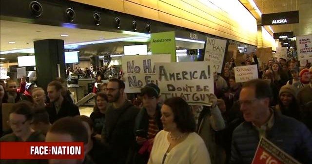 After immigration ban, airports flooded with protesters - CBS News