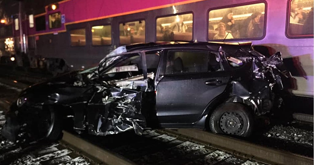 Car Struck By Train After Driver Takes Wrong Turn In Ashland - CBS Boston