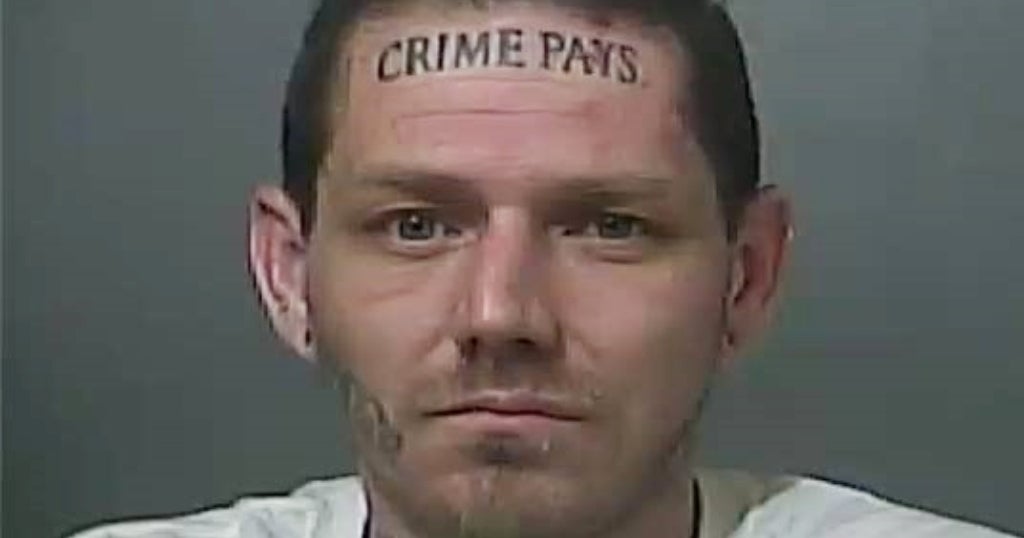 Man With Crime Pays Tattooed Across His Forehead Arrested Again After