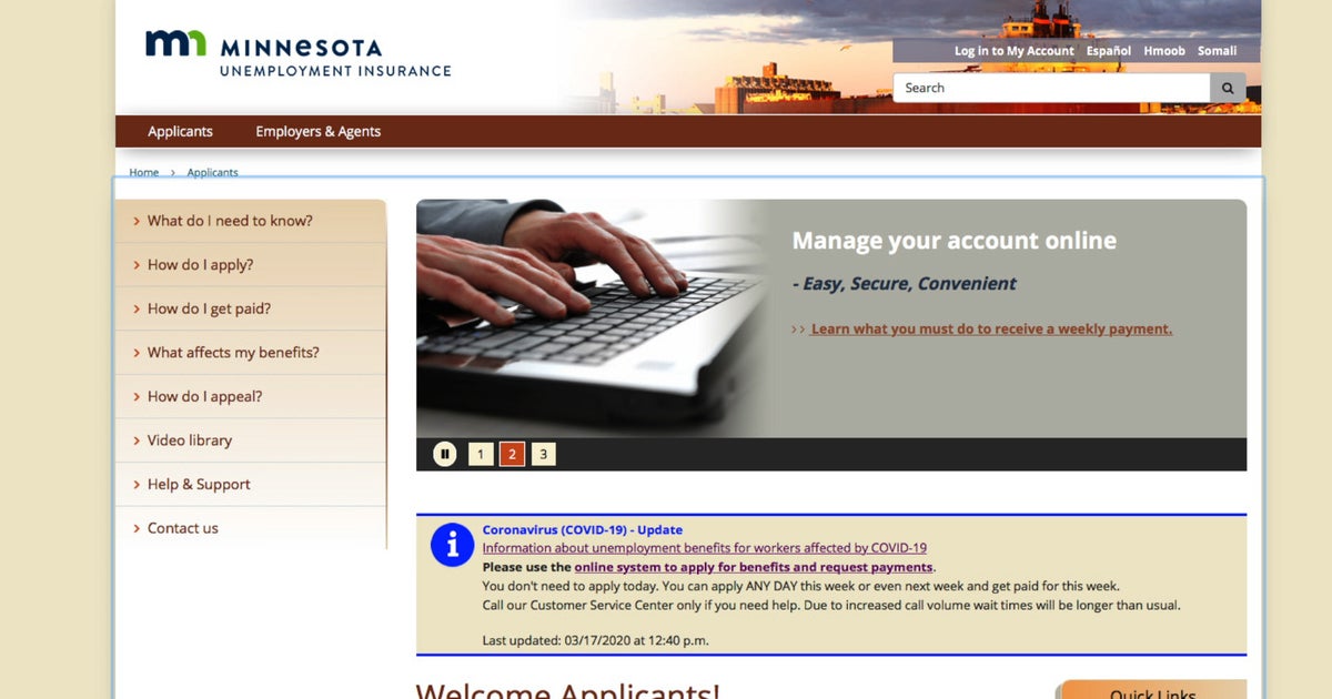 Minnesota Reports 149,443 New Applications Of Unemployment - CBS Minnesota