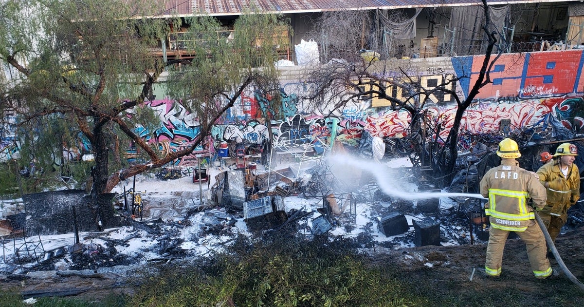 Brush Fire Breaks Out At Pacoima Homeless Camp - CBS Los Angeles