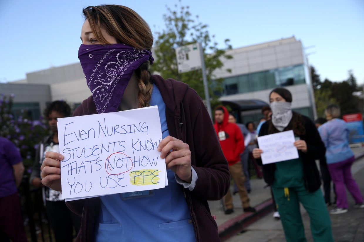 Nurses across the country protest lack of protective equipment - CBS News
