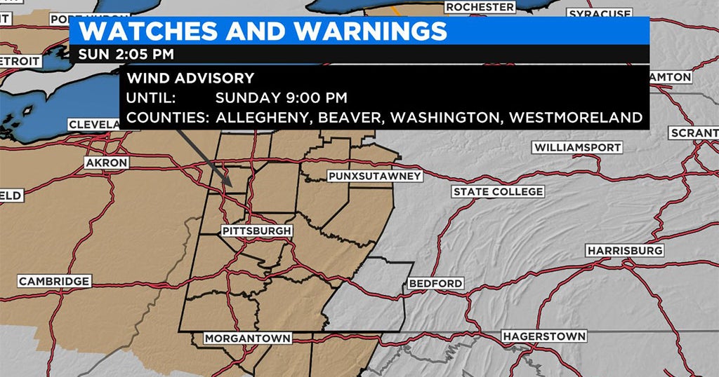 Wind Advisory Issued For Southwestern PA - CBS Pittsburgh